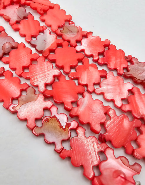 Red Mother of Pearl Puzzle Piece Beads 16mm – Natural Shell Strand ...